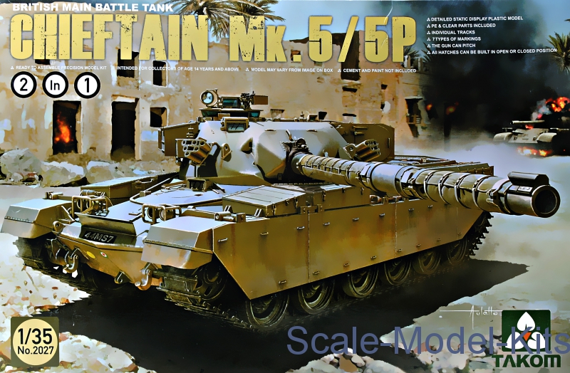 Takom - British Main Battle Tank Chieftain Mk.5/P 2 in 1 - plastic scale model kit in 1:35 scale ...